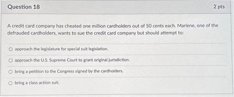 Solved A Credit Card Company Has Cheated One Million