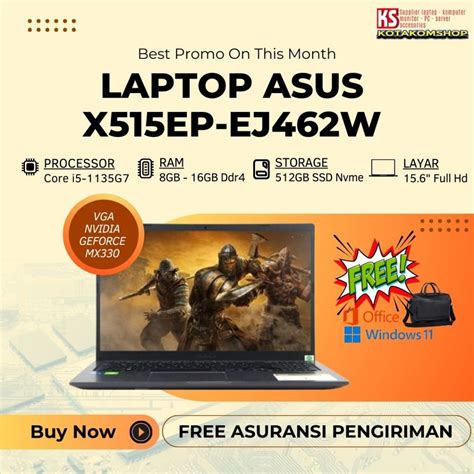 Jual Laptop Gaming Asus X515ep Ej462w Core I5 1135g7 Ram 16gb Ssd 512gb