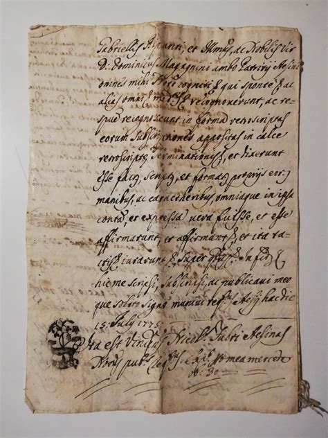 Ancient Notary Act With Handmade Nib Drawing From 1775 They Usually