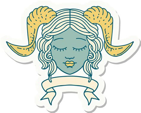 Tiefling Character Face With Scroll Banner Sticker 45288221 Png