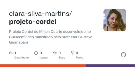 Github Clara Silva Martins Projeto Cordel Projeto Cordel Do Milton