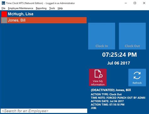 Hiding Deactivated Employees Time Clock MTS