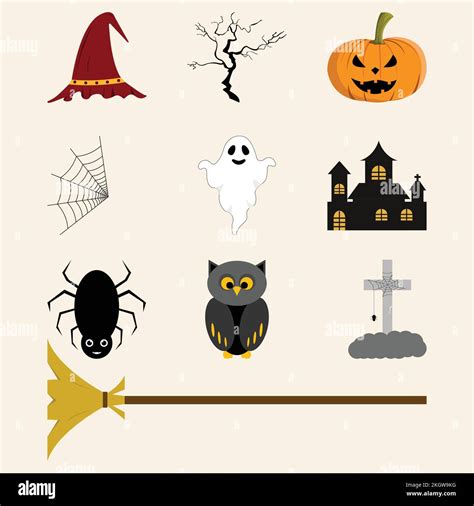 Halloween Element With Multiple Colors And Evil Shaped Design