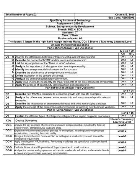 Ed Assignment 1 2024 25 Pdf Entrepreneurship Business Economics