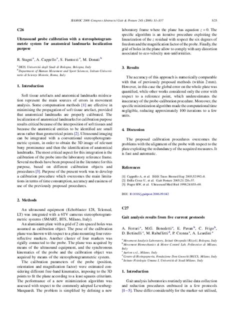 Pdf Ultrasound Probe Calibration With A Stereophotogrammetric System For Anatomical Landmarks