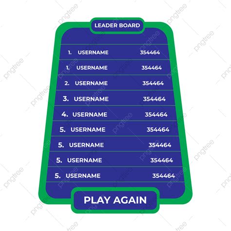 순위 투명 배경이있는 게임 Ui 리더 보드 디자인 순위 점수판 리더 보드 Png 일러스트 및 벡터 에 대한 무료 다운로드 Pngtree