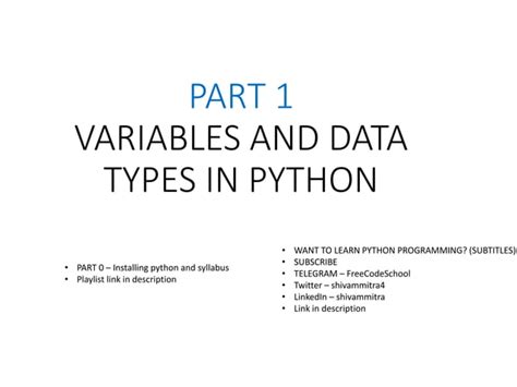 Part 1 Python Tutorial Variables And Data Types In Python Ppt