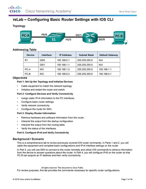 1 1 4 6 Lab Configuring Basic Router Settings With IOS CLI ReLab Configuring Basic Router
