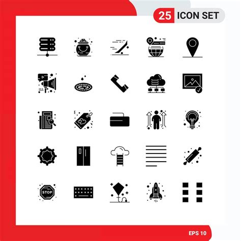 25 Universal Solid Glyph Signs Symbols of website world fast pin ...