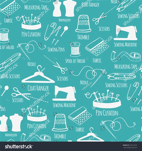 Seamless Pattern Sewing Tailoring Stuff Vector Stock Vector Royalty