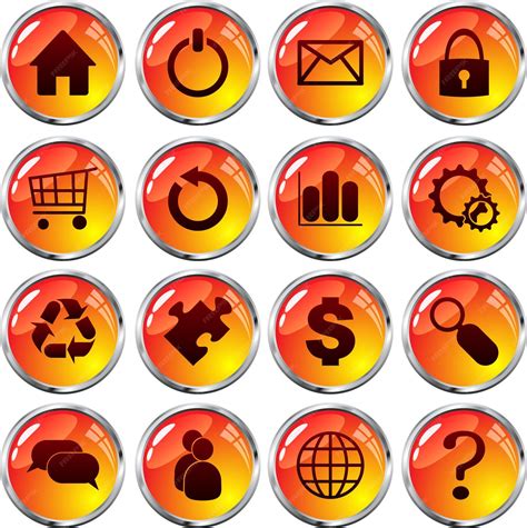 Premium Vector New Orange Bright Buttons Set With Online Icons