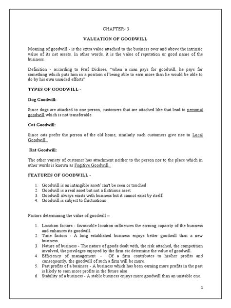Chapter 3 Valuation Of Goodwill Pdf Goodwill Accounting Valuation Finance