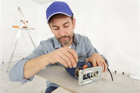 Man Using Table Saw To Cut Wood Stock Image Image Of Work Wooden 254758617