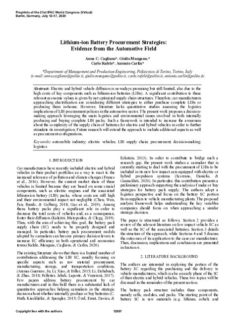 pdf lithium ion battery procurement strategies evidence from the