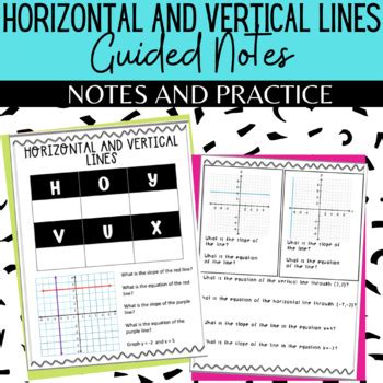 Horizontal And Vertical Lines Guided Notes HOYVUX By Math And Glitter