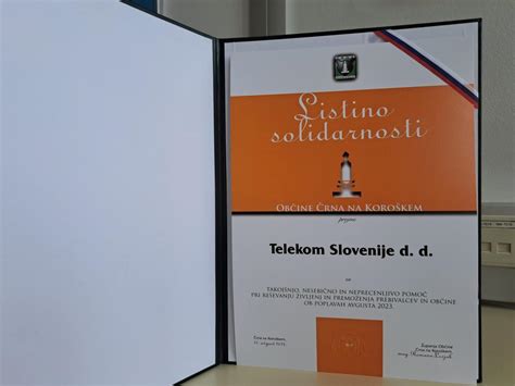 Telekom Slovenije in GVO prejela priznanje občine Črna na Koroškem