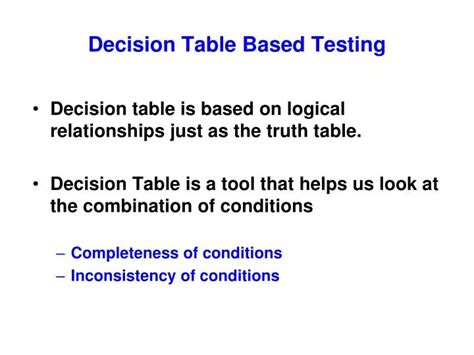 ppt decision table based testing powerpoint presentation free