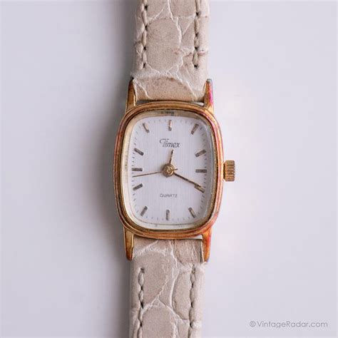 Vintage Rectangular Timex Ladies Watch Tiny Gold Tone Timex Quartz