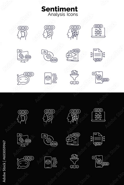 sentiment analysis iconography vector line icons for emotion