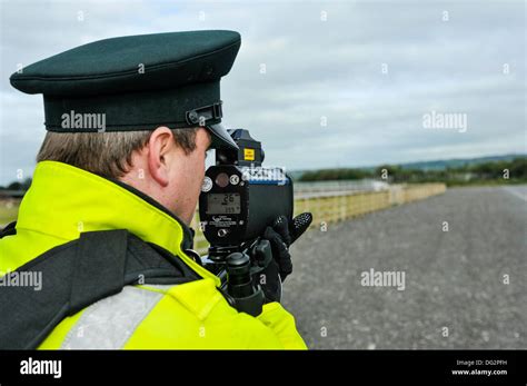 Police Officer Uses A Laser Technology Inc Ultralyte Laser Speed Stock