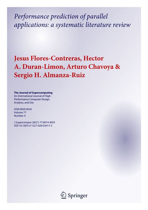 Pdf Performance Prediction Of Parallel Applications A Systematic
