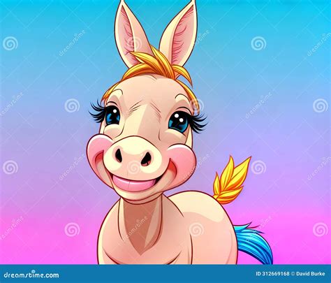 Cartoon Happy Comic Smiling Donkey Horse Cute Comedy Smile Stock