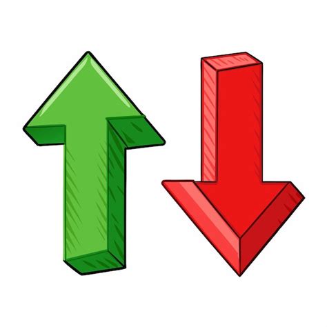 Vector Cartoon Color Illustration Red Arrow Down And Green Arrow Up 49