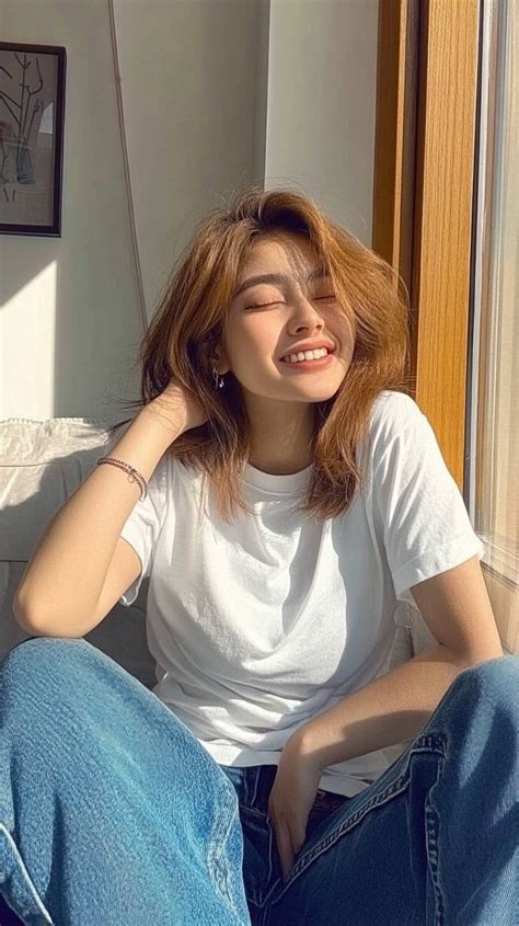 Aespa 카리나가 흰색 티셔츠를 입고 방 안에 있다