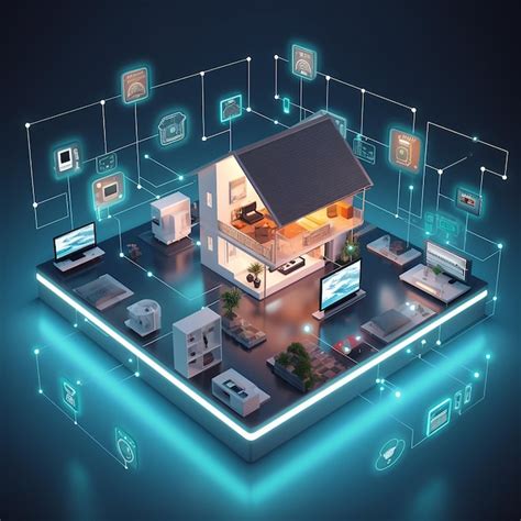 Premium Photo Concept Of Home Devices On Multiple Houses Conected