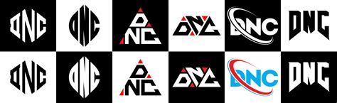 Dise O De Logotipo De Letra Dnc En Seis Estilos Pol Gono Dnc C Rculo Tri Ngulo Hex Gono