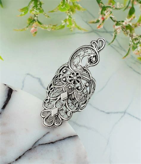 925 Sterling Silver Peacock Ring Handmade Solid Silver Women Etsy