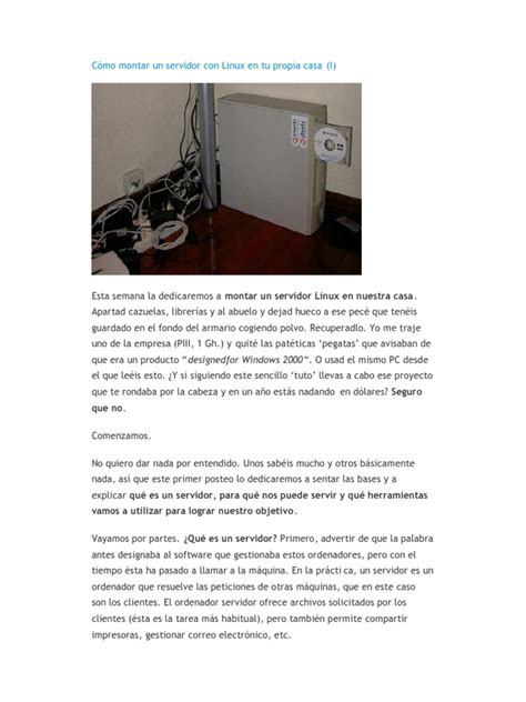 Como Montar Un Servidor Con Linux Pdf Informática Edad De Información