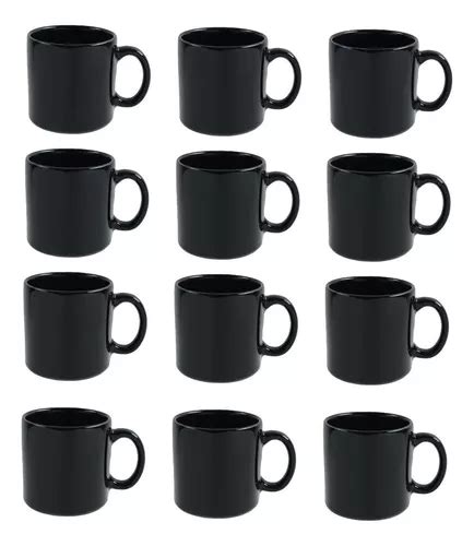 12 Tazas Para Café Y Té De Colores 360 Ml Color Negro Mercadolibre