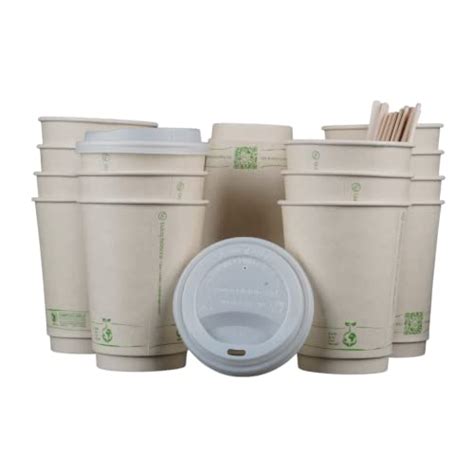 12oz Compostable Coffee Cups By Living Balance 100 Cups With CPLA