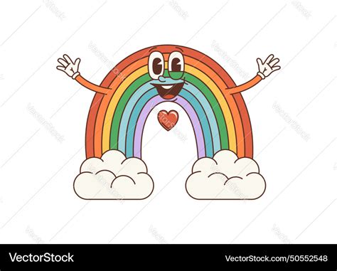 Cartoon Rainbow Groovy Character With A Wide Smile