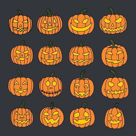 Simplicity Halloween Pumpkin Collection Freehand Drawing Flat Design