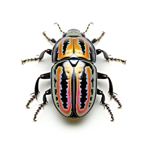 Colorful Striped Beetle Isolated On White Background Stock