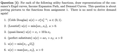 solved question 1 for each of the following utility