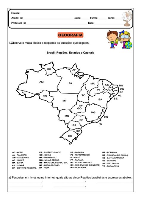 Atividades Sobre As Regiões Do Brasil 5 Ano Epnedu
