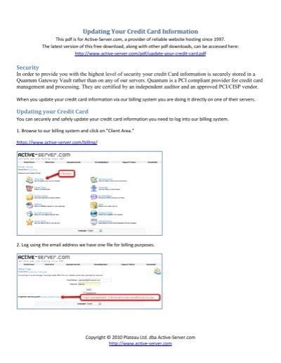 Updating Your Credit Card Information Active Server