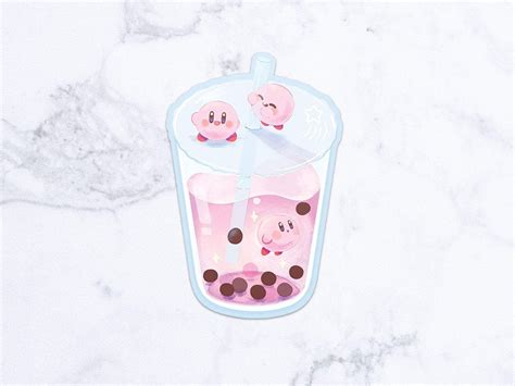 Kirby Galaxy Boba Milk Tea Sticker Kawaii Sticker Apple Watch Bands Leather Kawaii
