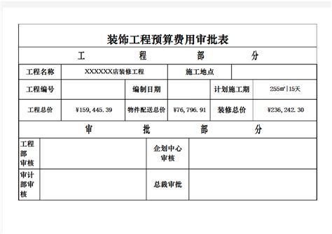 店面装修预算 文档之家