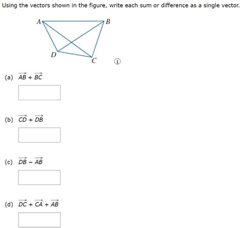 using the vectors shown in the figure write each sum or difference as