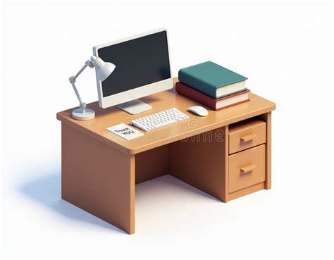 Minimalist Desk Setup With Computer And Books Stock Illustration Illustration Of Productivity