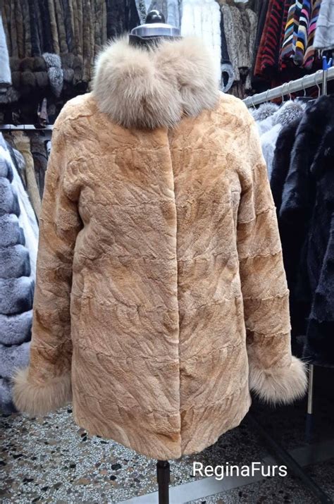 Real Mink Coat Genuine Mink Fur Coat Gold Color Mink Fur Sheared