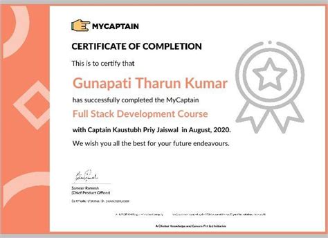 Tharun Kumar Gunapati On Linkedin Certificateofcompletion Certificate