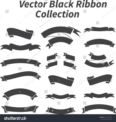Vector Black Ribbon Collection Illustration Stock Vector Royalty Free