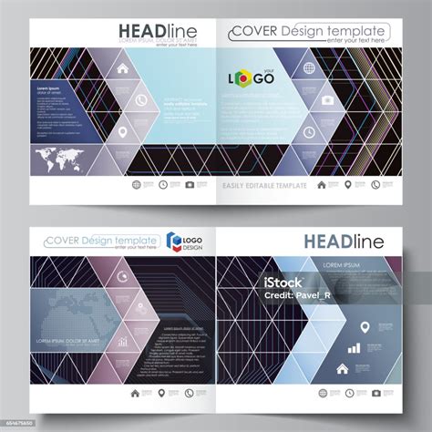 평방 Bi에 대 한 비즈니스 템플릿 브로셔 잡지 전단지를 접어 커버 전단지 평면 벡터 레이아웃 육각형과 추상 다각형 배경입니다 블랙 색상 기하학적 설계 6 각형 형상 2단