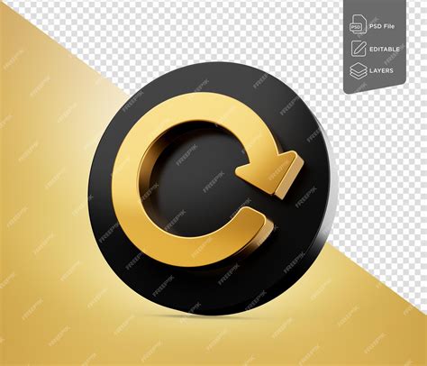 Premium Psd 3d Gold Circular Arrow Redo Cycle Restart Loop Concepts
