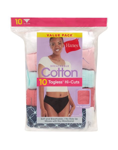 Hanes Hi Cut Panties Panty 10 Pack Womens Underwear Assorted Colors
